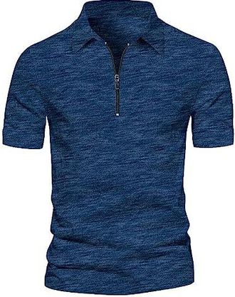 Generic WINWUQB Polo &agrave; manches courtes pour homme - Respirant et d&eacute;contract&eacute; - L&eacute;ger - Coupe droite - Polo d&eacute;t&eacute; tendance, bleu marine, 4XL