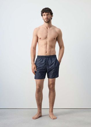 Mango Gemusterte Badeshorts mit Kordelzug marineblau - Herren - XL - MANGO MAN