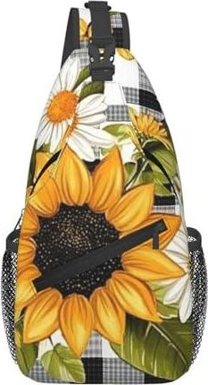 Generic Sac &agrave; dos &agrave; bandouli&egrave;re &agrave; motif tournesol &agrave; carreaux pour homme, sac &agrave; dos de randonn&eacute;e