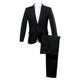 Generic Costume 2 pi&egrave;ces pour homme - Coupe ajust&eacute;e - Veste de smoking formelle - Blazer et pantalon - Pour mariage, bal de fin dann&eacute;e, d&icirc;ner, Noir, 3XL