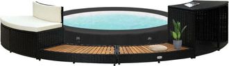 vidaXL Vidaxl - Whirlpool-Einfassung Schwarz Poly Rattan und Massivholz Akazie