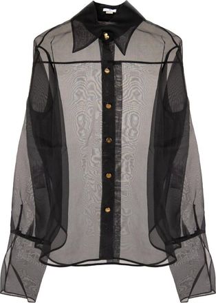 Elisabetta Franchi Femme, Blouses et Chemises, Noir, Taille: 38 FR Chemise Classique en Soie
