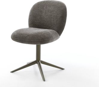 DELIFE Drehstuhl Nube-Flex Boucl&eacute; Soft Schlamm Fu&szlig;kreuz Effektfinish Titan 360&deg; drehbar Wippfunktion Taschenfederkern, Esszimmerst&uuml;hle