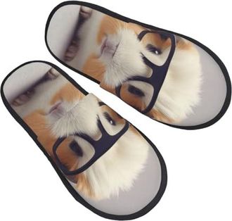 Generic Slippers Souris De Guin&eacute;e Avec Des Lunettes L&eacute;gers Chaussons Doux Pantoufles En Coton Pour Unisex H&ocirc;tels DInt&eacute;rieur L