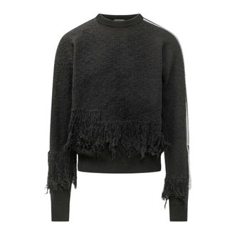 Yohji Yamamoto Gestrickter Pullover mit Fransen und 3-Streifen - - Sweatshirts & Hoodies - Herren - Schwarzk - M
