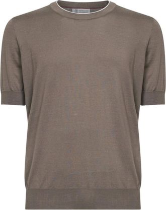 Brunello Cucinelli Homme, Pulls, Brun, Taille: XL Maille Ras du Cou