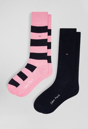 Eden Park Lot De 2 Paires De Chaussettes Cercl&eacute;es Rose Et Marine En Coton Stretch