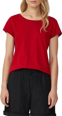 s.Oliver T-Shirt mit Rollkanten und Flammgarnstruktur