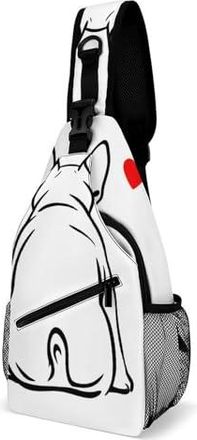 Generic Sacoche Tactique Chiot bouledogue fran&ccedil;ais dr&ocirc;le L&eacute;ger Sling Sac &agrave; Bandouli&egrave;re Mode Sac DEpaule pour Homme Femme Camping