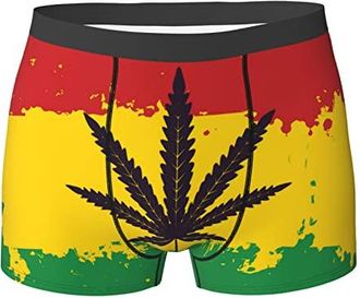 AOOEDM Boxer Homme sous-V&ecirc;tements - Rasta FlagLeaf Flags Cannabis, Slip Respirant Confort Doux