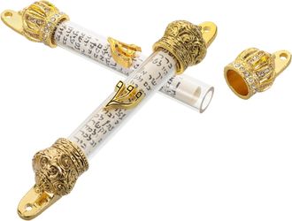 Valiclud 2 Stück Metall-türrolle Mit Schriftrolle Vintage Religiöse Tür-Dekoration Jüdisches Segensschild Chanukka-Geschenk Goldfarben