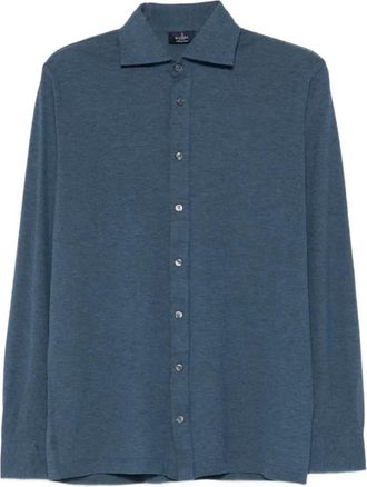 Barba Homme, Chemises, Bleu, Taille: XL Cotton Piquet Shirt
