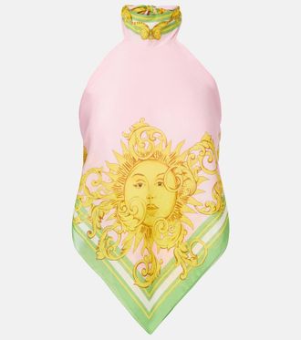 Versace Bedrucktes Top aus Baumwolle und Seiden-Voile