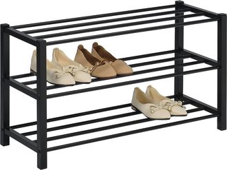 IDIMEX Schuhregal NAVAN Metall Schwarz, robuste Schuhbank mit 3 Ablagen, platzsparende Schuhkommode, ideal für Schuhregal offen, Schuhständer, Schuhregale