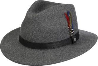 Stetson Chapeau en Laine Rincova Traveller Homme - Feutre de Outdoor avec Bandeau Cuir Automne-Hiver Hiver - 57 cm Gris-mouchete