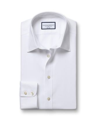CHARLES TYRWHITT B&uuml;gelfreies Twill-Hemd - Wei&szlig; Knopfmanschette