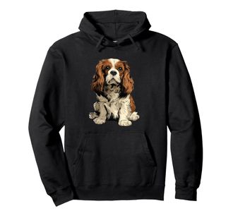 Whyitsme Design Rote und wei&szlig;e Cavalier-Abbildung eines King Charles Spaniel-Hundes Pullover Hoodie