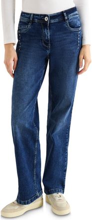 Cecil Wide Leg Jeans mit Nieten mid Blue wash 30