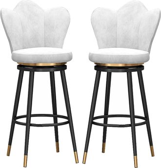 Generic Drehbarer Barhocker mit bl&uuml;tenf&ouml;rmiger R&uuml;ckenlehne, Fu&szlig;st&uuml;tze und schwarzen Metallbeinen f&uuml;r K&uuml;cheninseln, Bartheken und Esszimmer