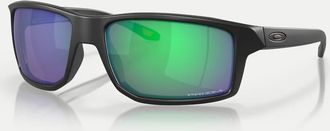 Oakley Gibston - Lunettes de soleil rectangulaires &agrave; verres miroir verts - Noir mat