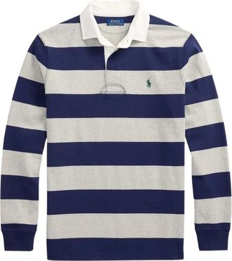 Polo Ralph Lauren Homme, Tops, Bleu, Taille: XL Polo de rugby ray&eacute; en jersey de coton avec logo brod&eacute;