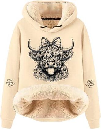 Generic Vestes dhiver pour femmes en laine &eacute;paisse chaude couleur unie laine dagneau sweat &agrave; capuche 2026, beige, 3XL