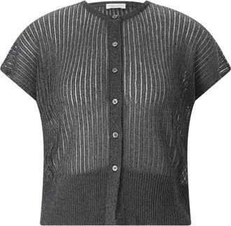 Roberto Collina Femme, Pulls, Gris, Taille: 42 FR Cardigan &agrave; Manches Courtes