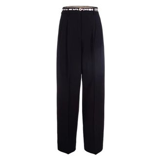 Max Mara Femme, Pantalons, Noir, Taille: 38 FR Laccato Wide-Leg Pantalons