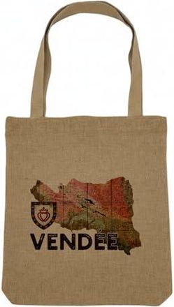 Fabulous Sac Shopping Tote Bag Aspect Lin - Vend&eacute;e 85 Departement La Roche sur Yon Carte Ancienne - Sac de Courses Toile Epaisse 360g Beige Naturel Cabas Port&eacute;