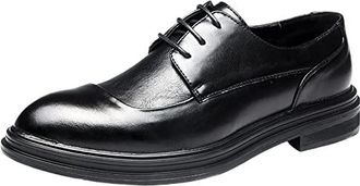 Generic Chaussures en cuir pour homme - Derbys classiques - Chaussures &agrave; lacets souples - Bout pointu - Talon bloc - Chaussures tendance antid&eacute;rapantes pour i