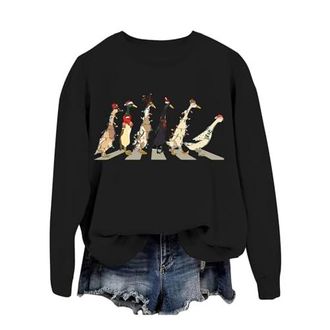 Generic Sweat-shirt de No&euml;l pour femme Motif animal de No&euml;l Amoureux de la ferme, Noir, XXL