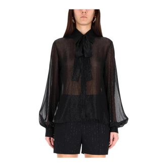 Max Mara Klassische Bluse mit Kragen und langen &Auml;rmeln - - Blouses & Shirts - Damen - Schwarzk - XS