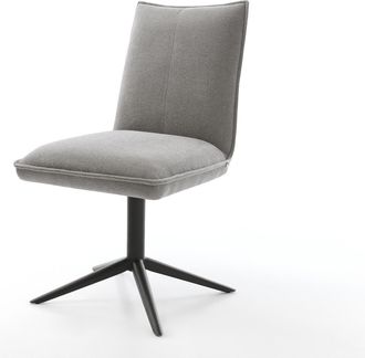 DELIFE Drehstuhl Lelio-Flex Strukturstoff Soft Grau Fußkreuz Schwarz 360° drehbar Wippfunktion Taschenfederkern, Esszimmerstühle