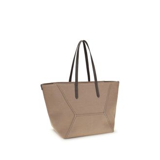 Brunello Cucinelli Womens Beige Cotton Shoulder Bag