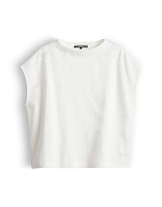 someday Kurzarmshirt Koline mit Waffelstruktur Funnel Neck, kleine Seitenschlitze f&uuml;r Komfort