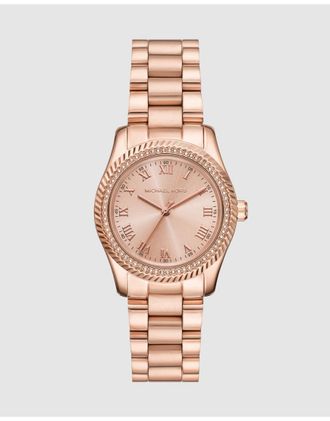 Michael Kors Lexington Uhr aus ros&eacute;goldfarbenem Edelstahl mit drei Zeigern in Ros&eacute;gold