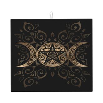 Generic Abtropfmatte Goldene Dreifachmondg&ouml;ttin Wicca Sp&uuml;lbeckenmatte Mit Aufh&auml;nge&ouml;se Sanft Abtropfmatte F&uuml;r Die K&uuml;che, F&uuml;r Teller, K&uuml;che, Tasse, 41x46cm