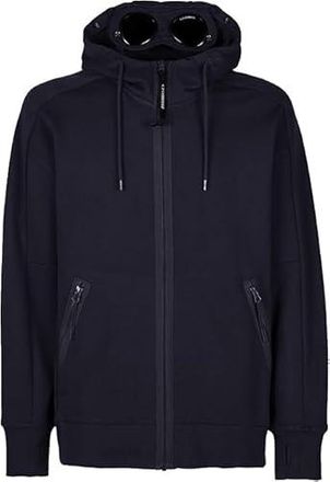 C.P. Company Diagonal Raised Fleece Goggle Hoodie, Total Eclipse Blue, XXL