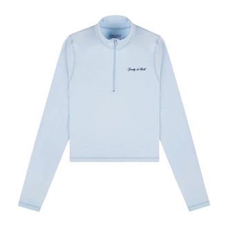 Sporty & Rich Signature Logo Sports Quarter Zip - - Sweatshirts & Hoodies - Damen - Blau - L