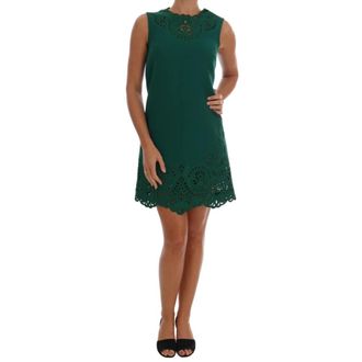 Dolce & Gabbana Gr&uuml;nes Blumen Cutout Seidenwollkleid - - Dresses - Damen - Gr&uuml;n - M