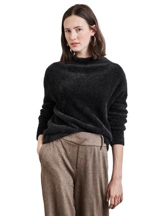 Street One Damen A302788 Federgarn Pullover, Schwarz, 40 EU
