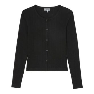 Ganni Femme, Pulls, Noir, Taille: 42 FR Haut en Pointelle
