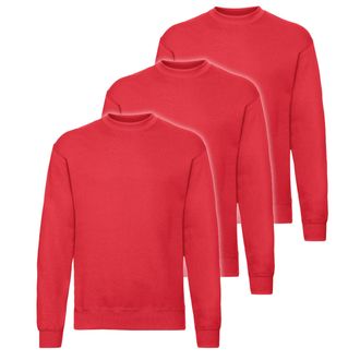 Fruit Of The Loom 3er Pack Classic Set-In Sweat Herren, NEU, Farbe:rot, Gr&ouml;&szlig;e:2XL