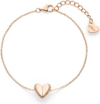 s.Oliver Bracelet - Elegantes Armband aus poliertem 925er Sterlingsilber - ros&eacute;gold - Ankerkette verstellbar bis 20 cm - wasserfest & hautfreundlich