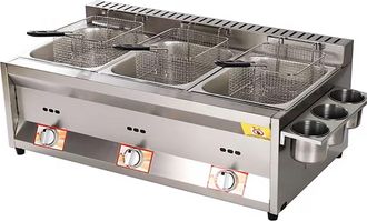 Generic Edelstahl Profi Gasfritteuse, Gas Deep Fryer, 10 Liter Volumen mit 3 K&ouml;rben Einstellbare Temperatur Ideal f&uuml;r Pommes Frites, Zuhause, K&uuml;che, Restauran