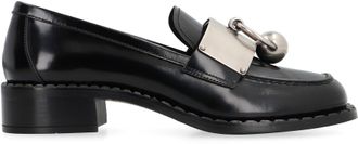 Prada Womens Brushed Leather Loafers Black Calfskin