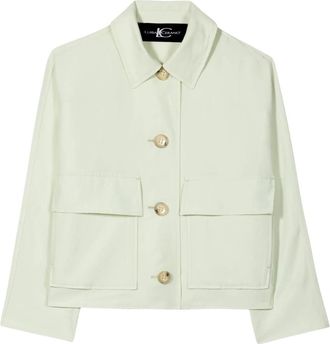 Luisa Cerano Femme, Vestes, Vert, Taille: 40 FR Hemdblusenjacke aus Leinen-Mix