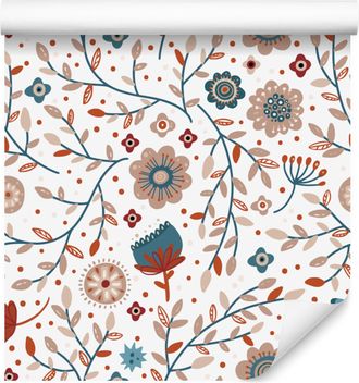 OEM Carta Da Parati Con Animali Della Foresta E Motivi Naturali, Nei Colori Bianco, Grigio Chiaro E Crema, 50x1000 Cm