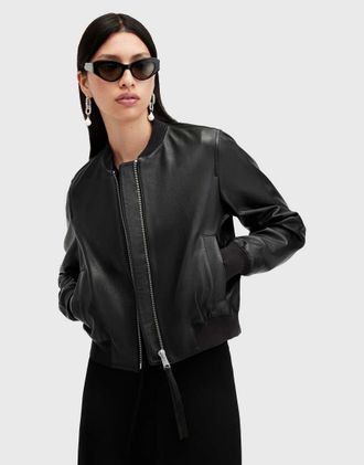 AllSaints Orten - Bomber en cuir - Noir