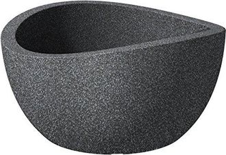 Scheurich Wave Globe Bowl, runde Pflanzschale aus Kunststoff, Schwarz-Granit, 40 cm Durchmesser, 21 cm hoch, 12 l Vol